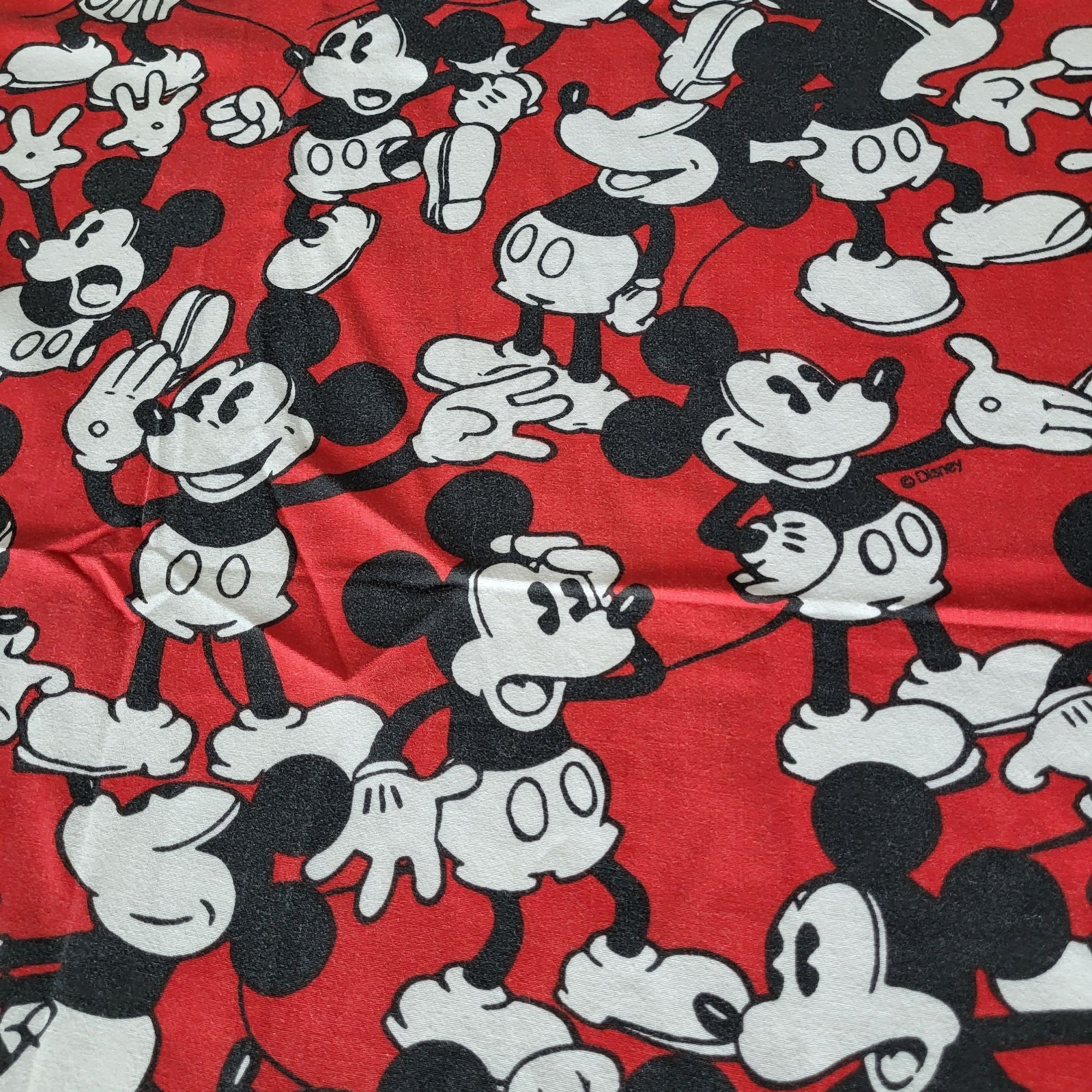 Vintage Disney Mickey Mouse Twin Sheet Flat and Pillowcase Red Black ...