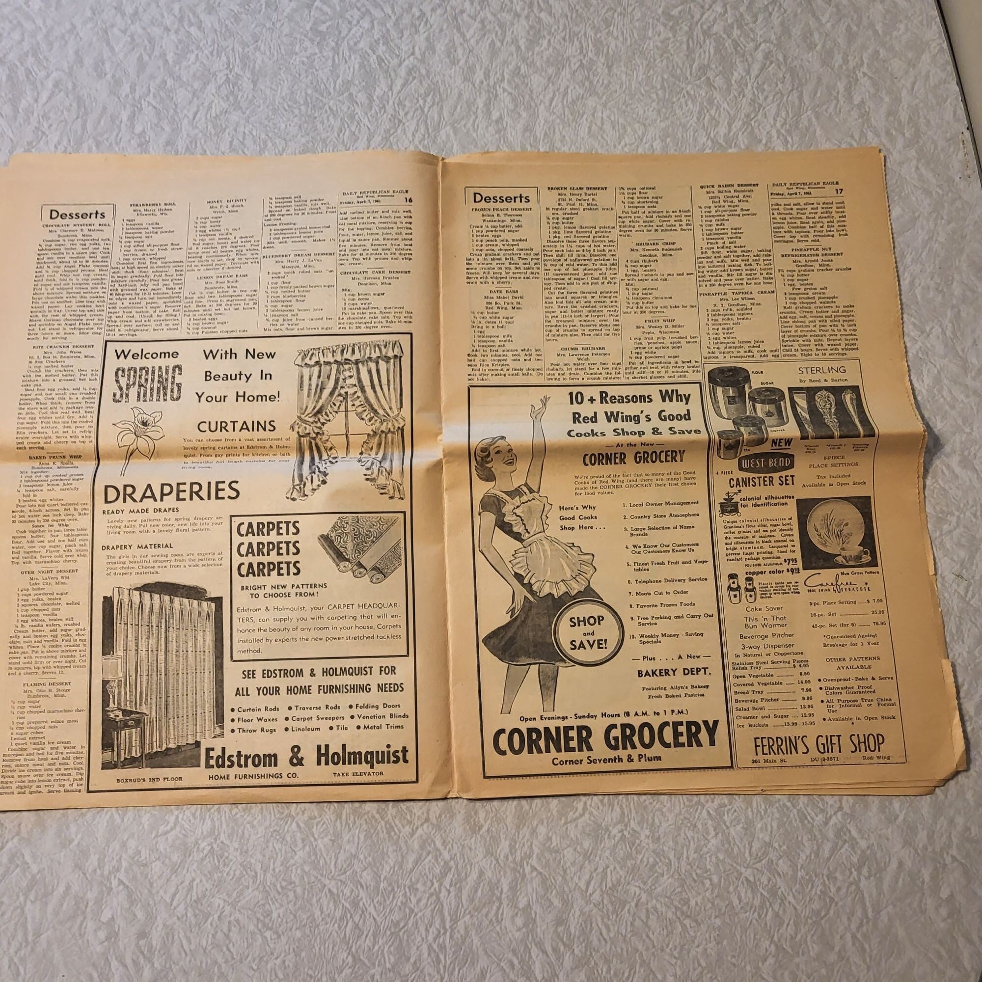 Red Wing MN Republican Eagle 1961 Cookbook 4th Annual Newspaper ...