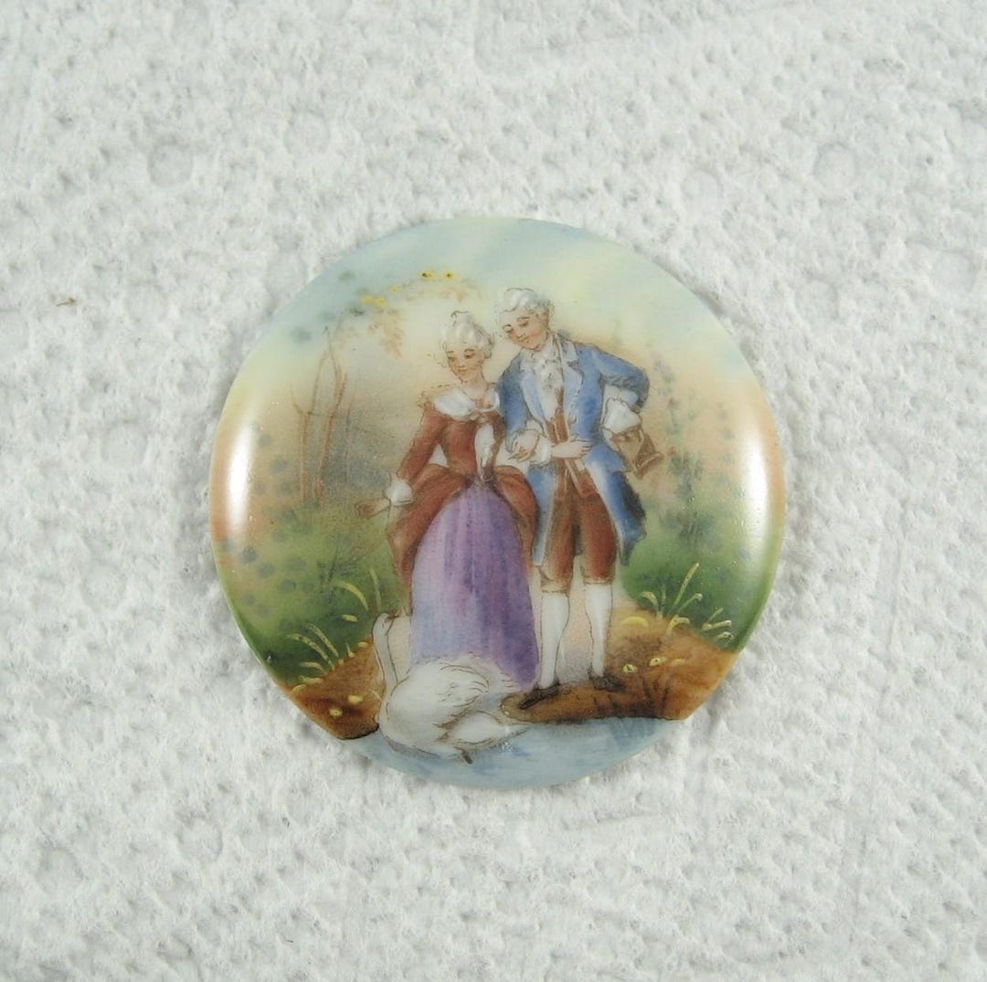 Antique Large Round Ceramic Plaque, Slightly Less Than 1-1/2 Inch in ...