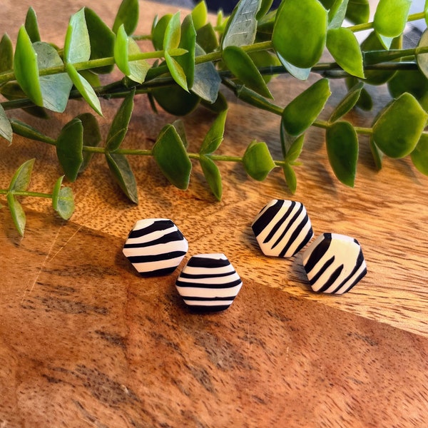 Zebra Stud Earrings - Etsy