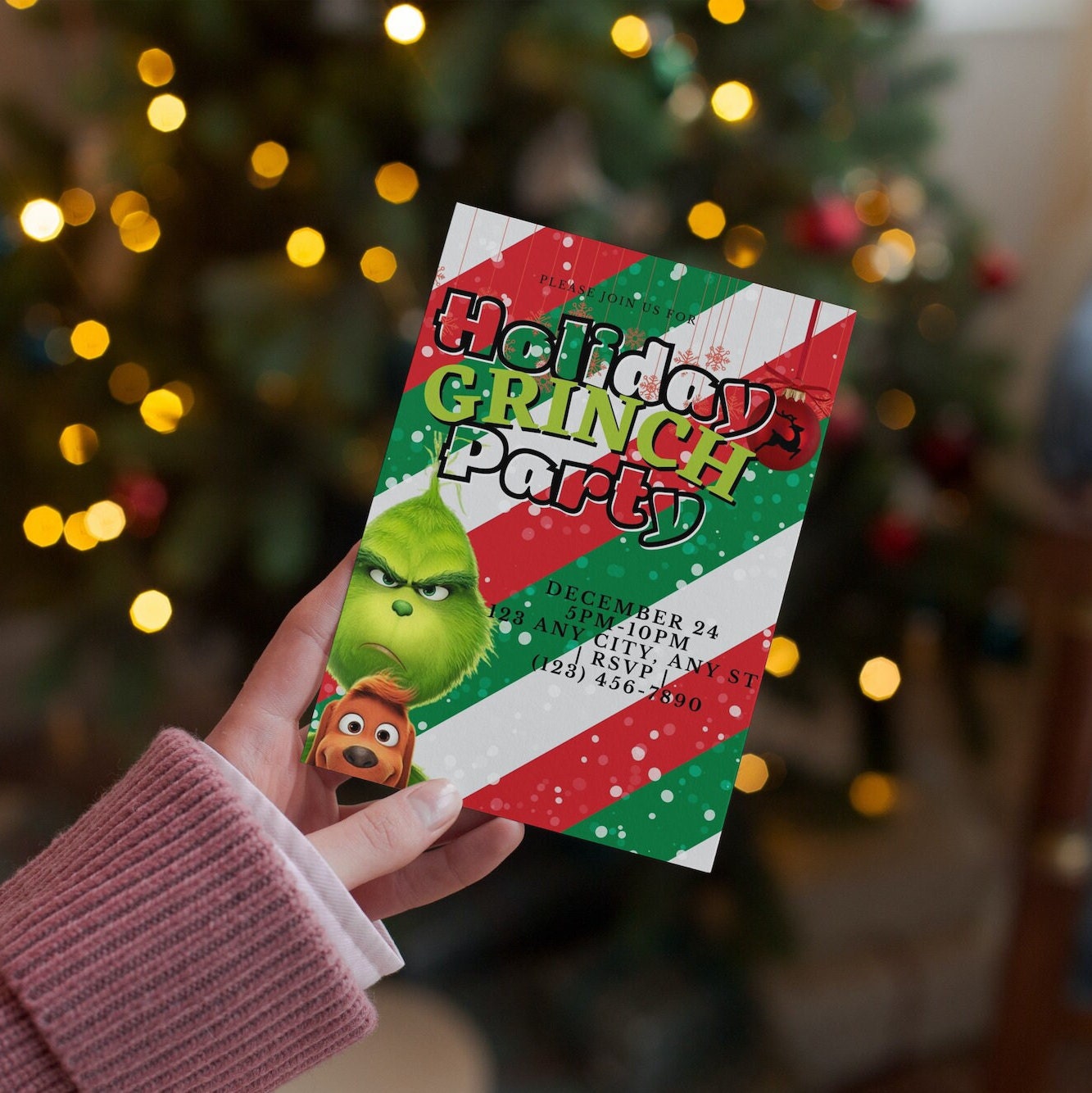 The Grinch Christmas Party Editable Canva Template Flyer Instant ...