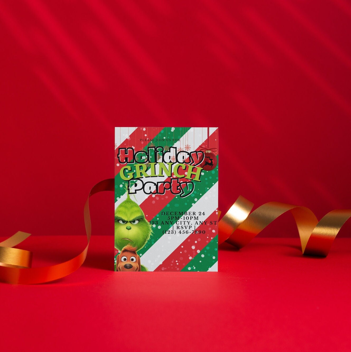 The Grinch Christmas Party Editable Canva Template Flyer Instant ...