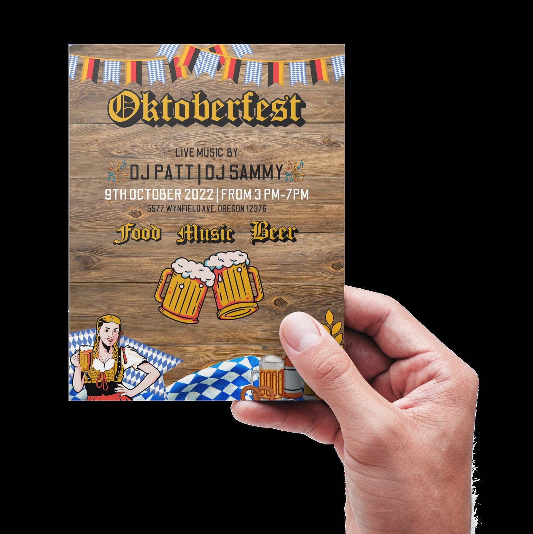 Oktoberfest Invitation Editable Canva Template Bavarian Eat Drink Be ...