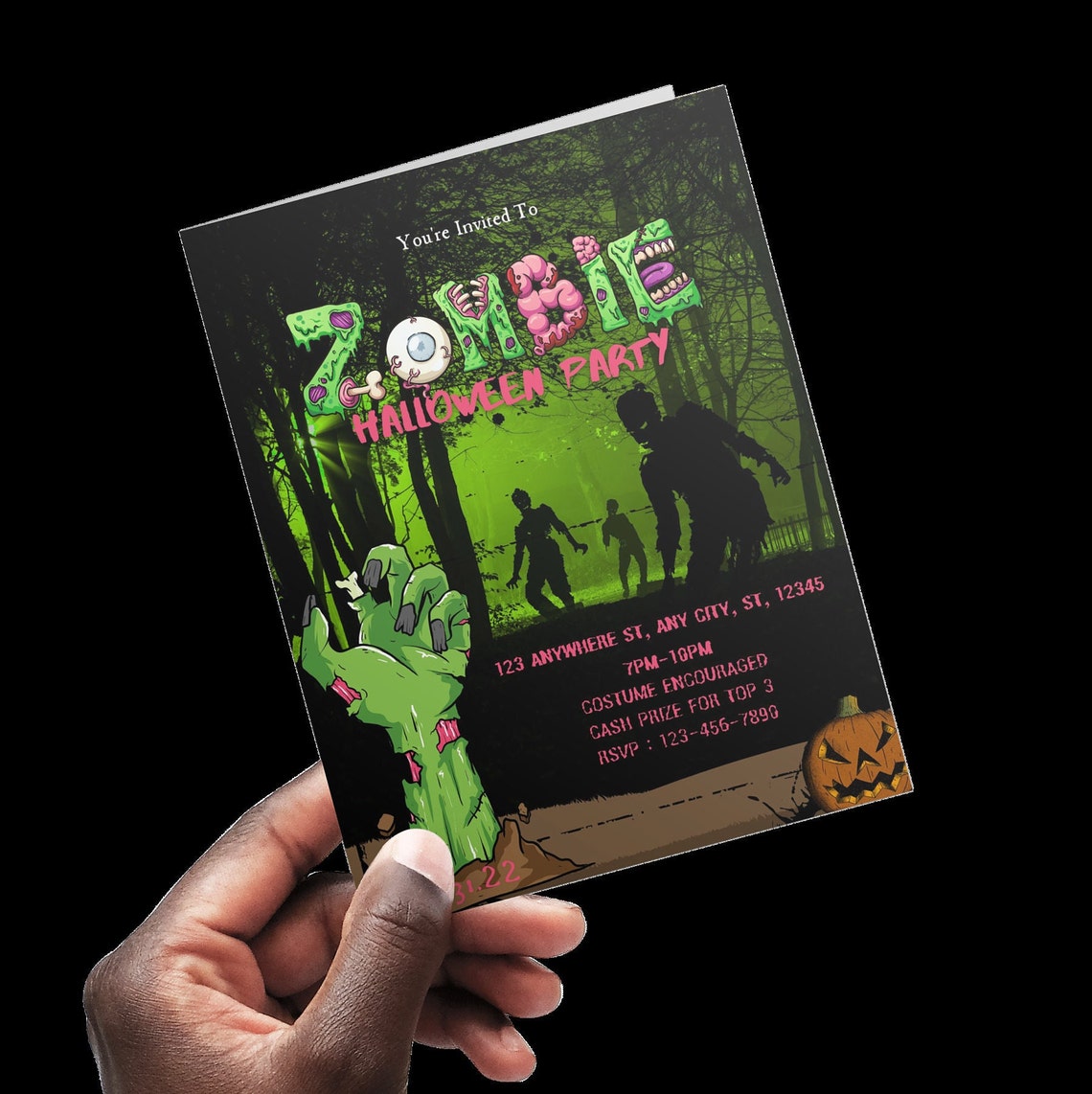 Zombie Party Invitation EDITABLE Canva Template Costume Party Spooky ...