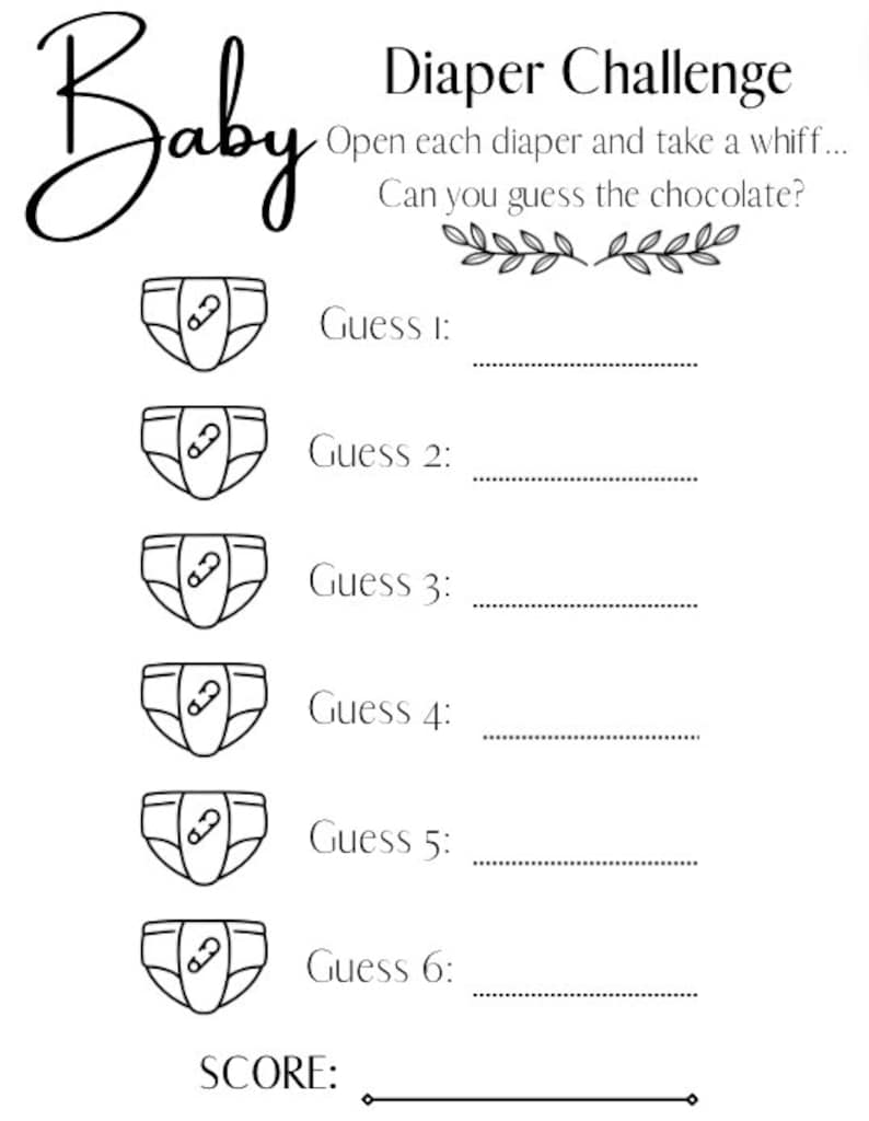 Baby Shower Diaper Challenge - Etsy