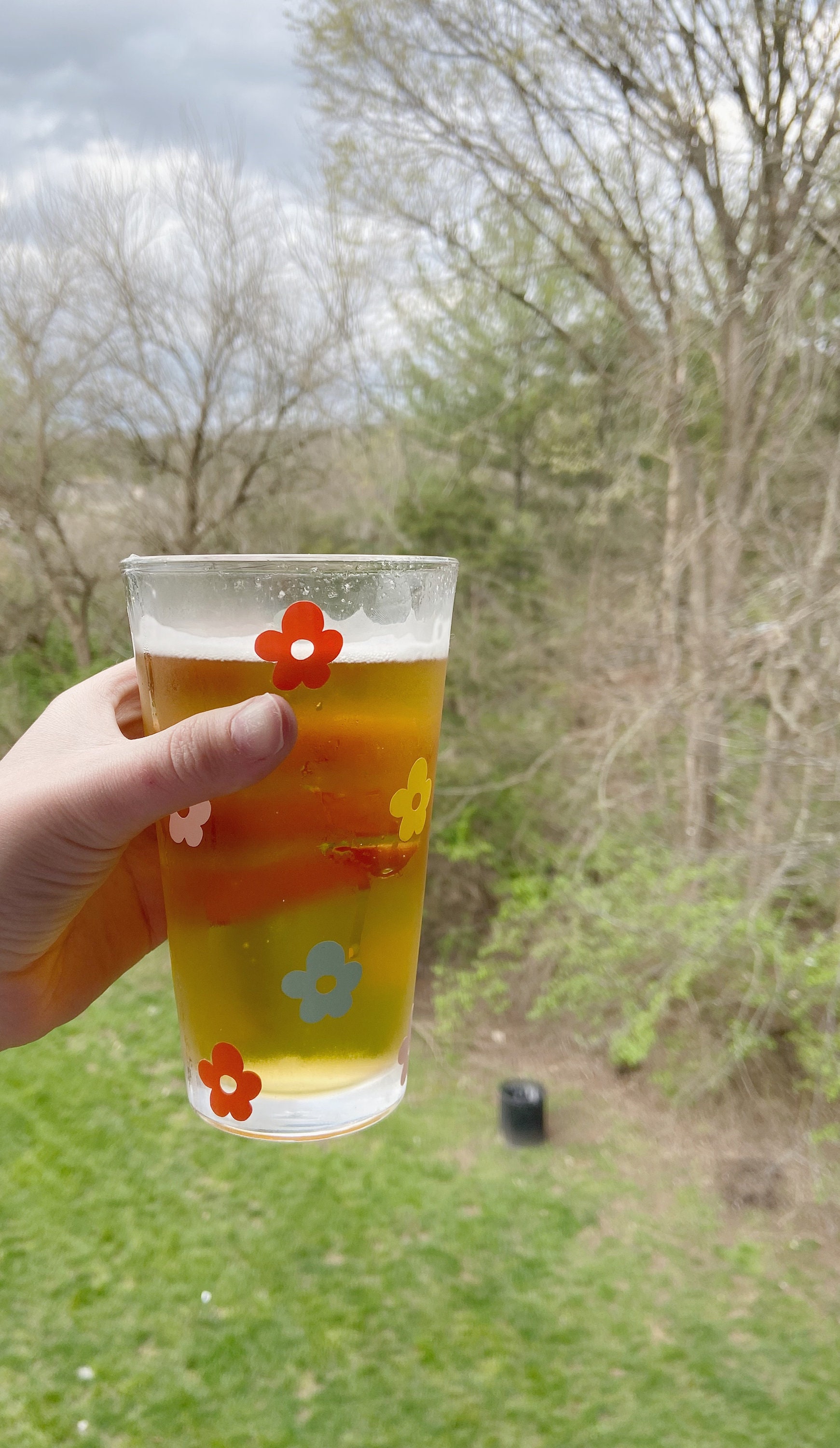 Pint Glass, Retro Flower Glass, Trendy Glass, Beer Pint Glass ...