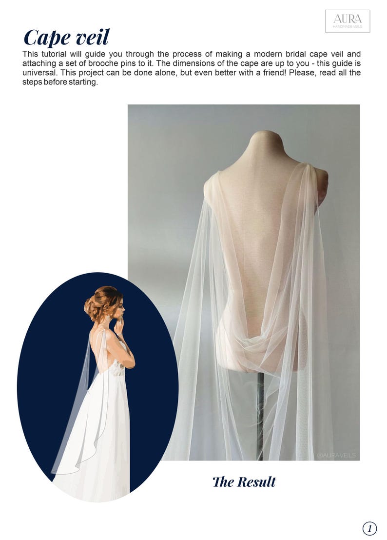 Wedding Cape Veil Tutorial • DIY Bridal Cape Veil With Brooch Pins • Modern & Romantic Draped ...