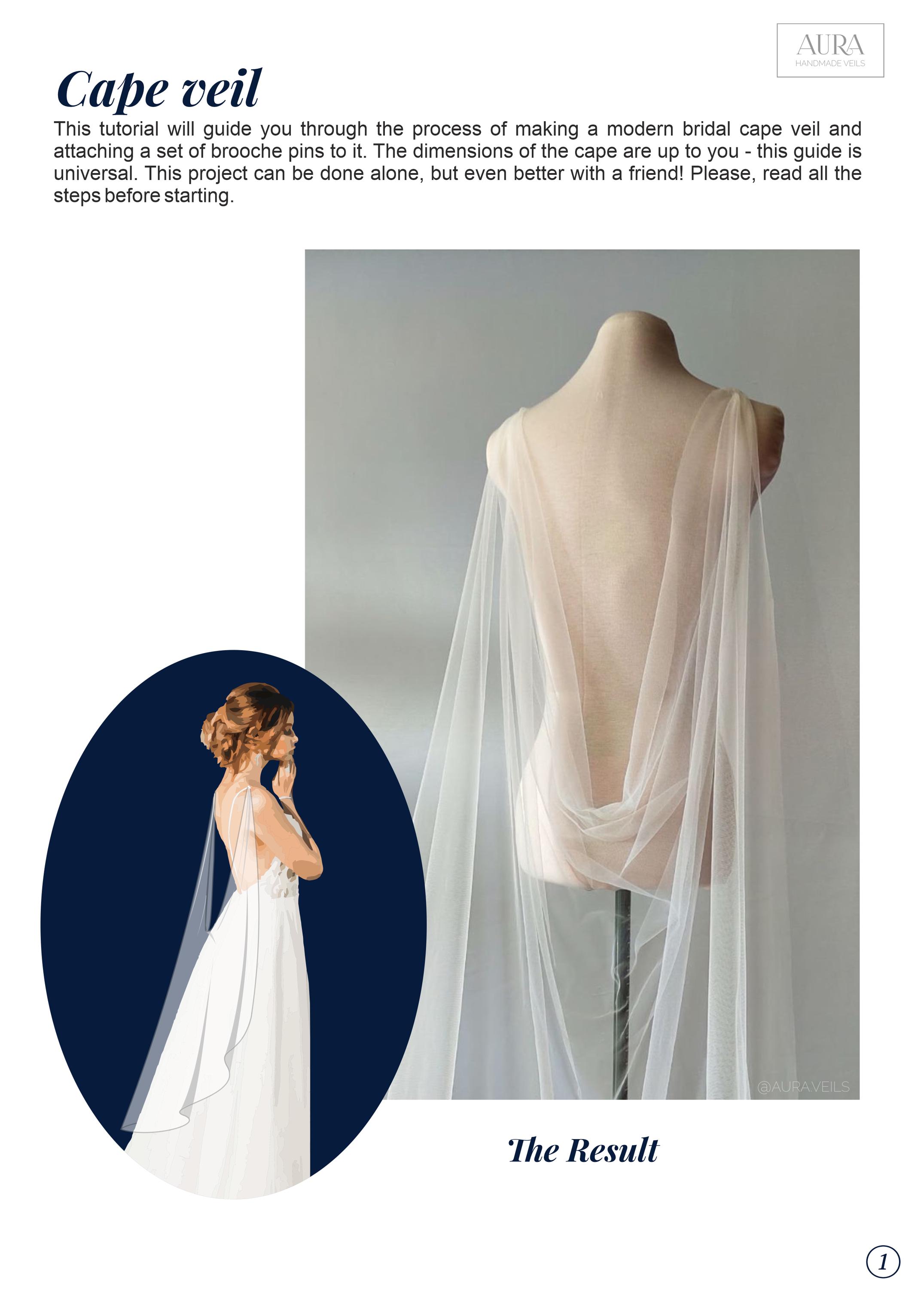 Wedding Cape Veil Tutorial • DIY Bridal Cape Veil With Brooch Pins ...