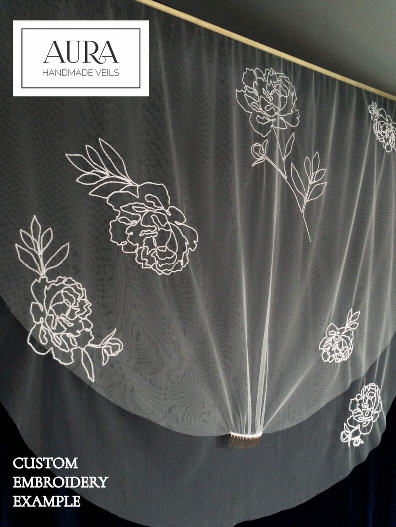Rose Flower Embroidery Bespoke Wedding Veil Floral 1 Tier - Etsy