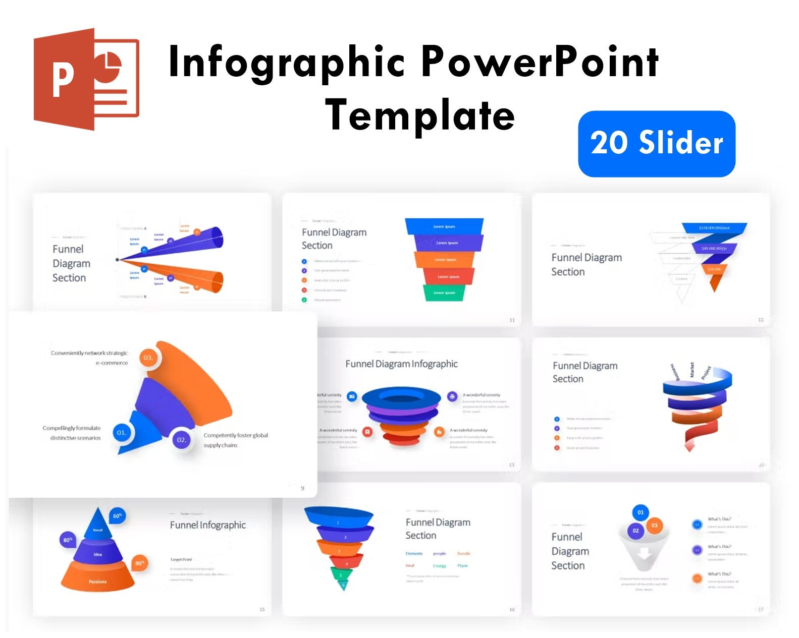 Funnel Infographic Powerpoint Template Light and Dark - Etsy