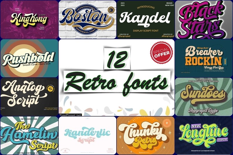 Retro Font Bundle , Classic Font Bundle, Cricut Font, Fonts, Vintage ...