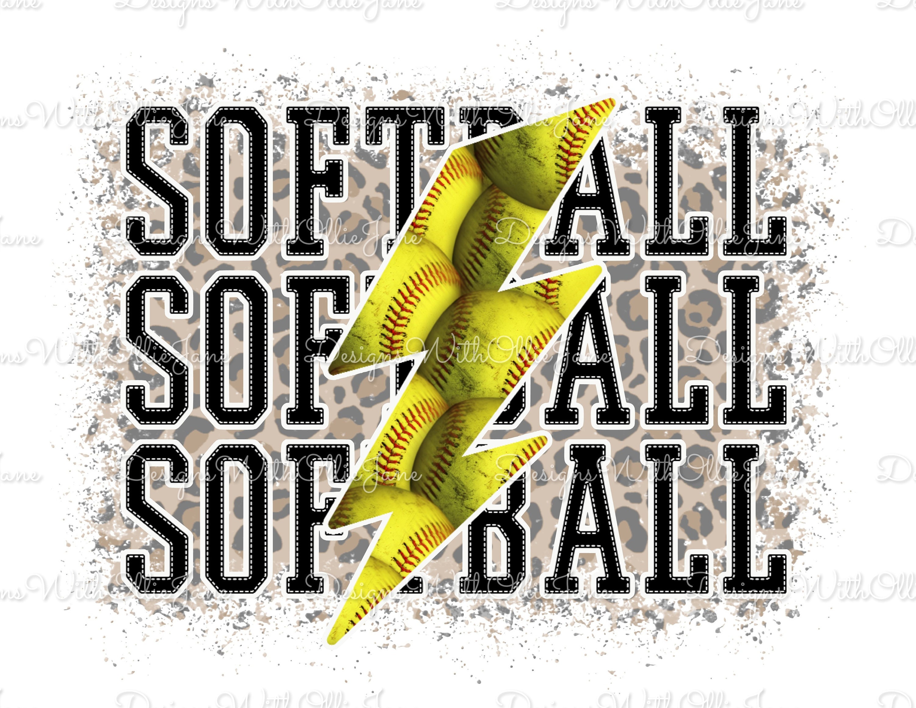 Softball, Leopard, Lightning Bolt, Sublimation, PNG, Digital Download ...