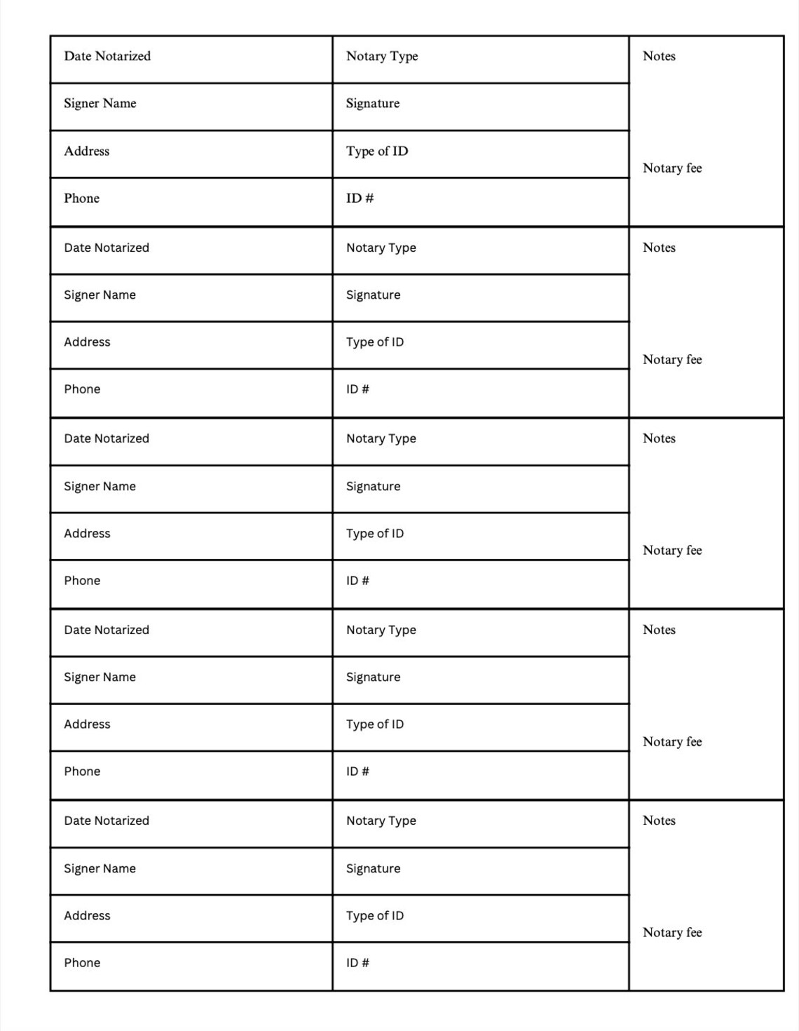 Official Notary Journal: Printable Notary Logbook | Editable Download ...