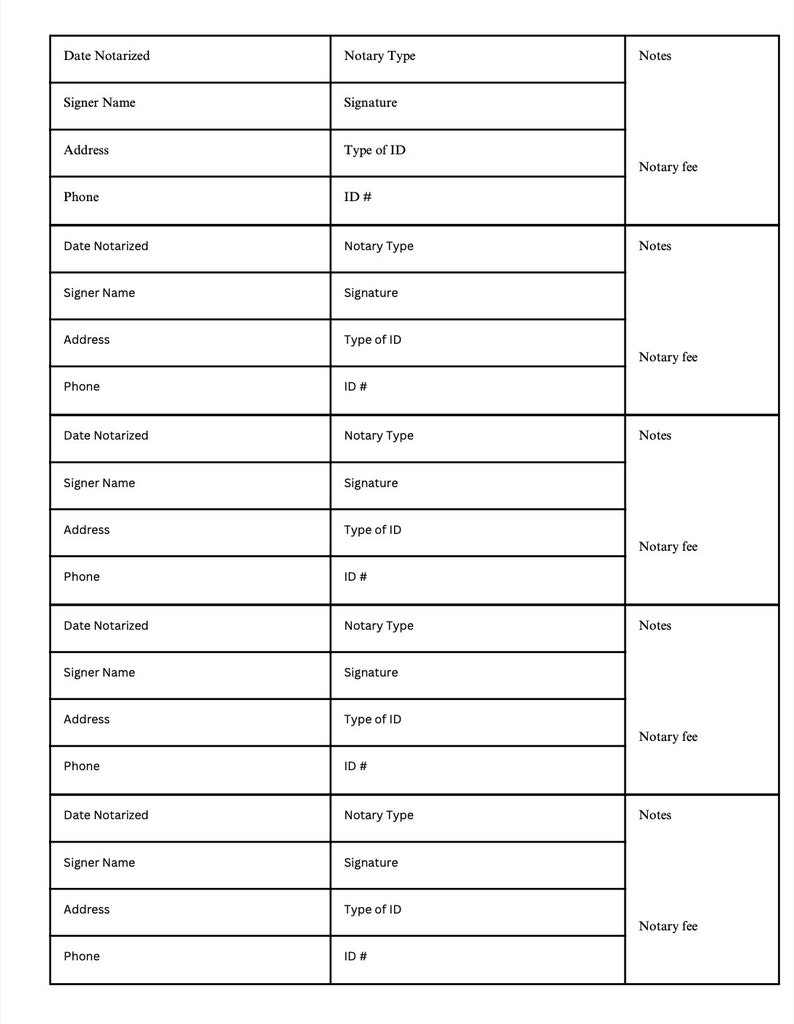 Official Notary Journal: Printable Notary Logbook | Editable Download ...