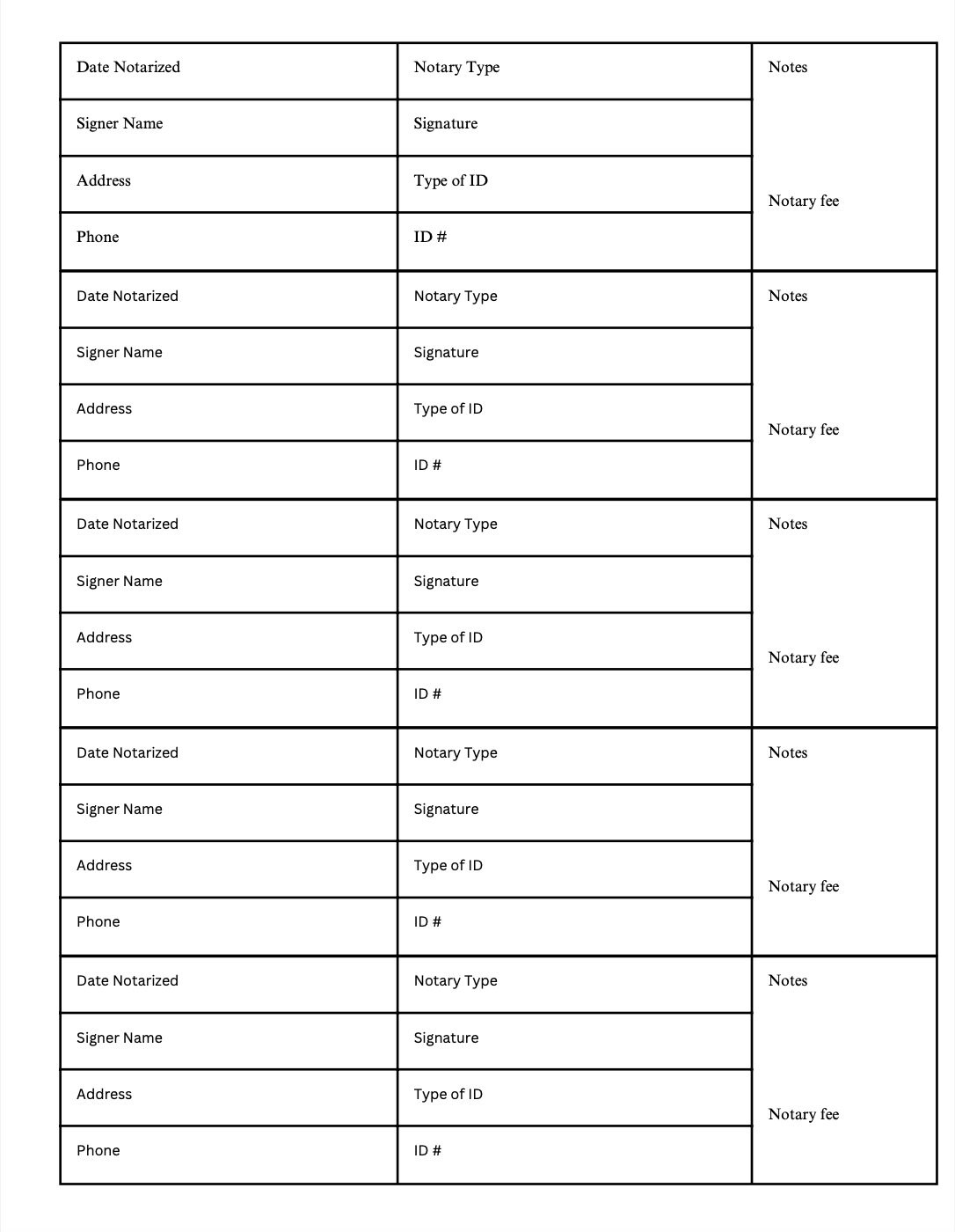 Official Notary Journal: Printable Notary Logbook | Editable Download ...