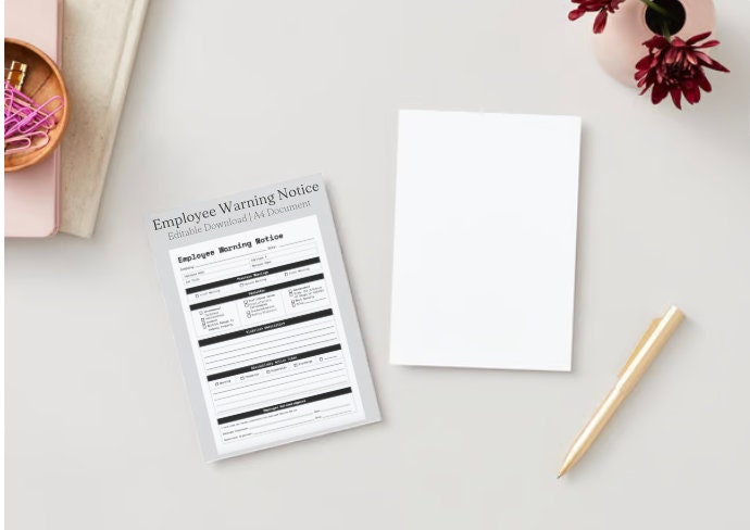 Employee Warning Notice Template: Editable HR Form | A4, Digital ...