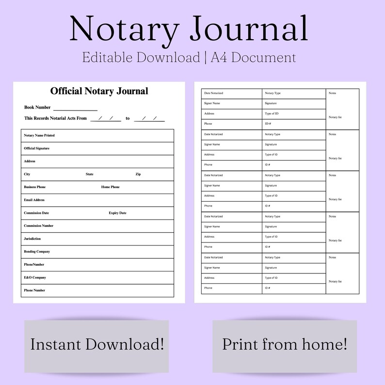 EASY Notary Journal Official Notary Documents Notary Signing Form ...