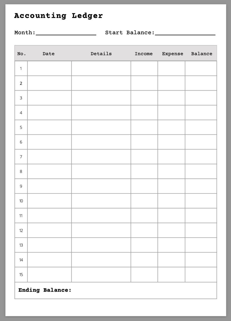 Ready to Print Accounting Ledger! Simple Accounting | Expense Sheet ...