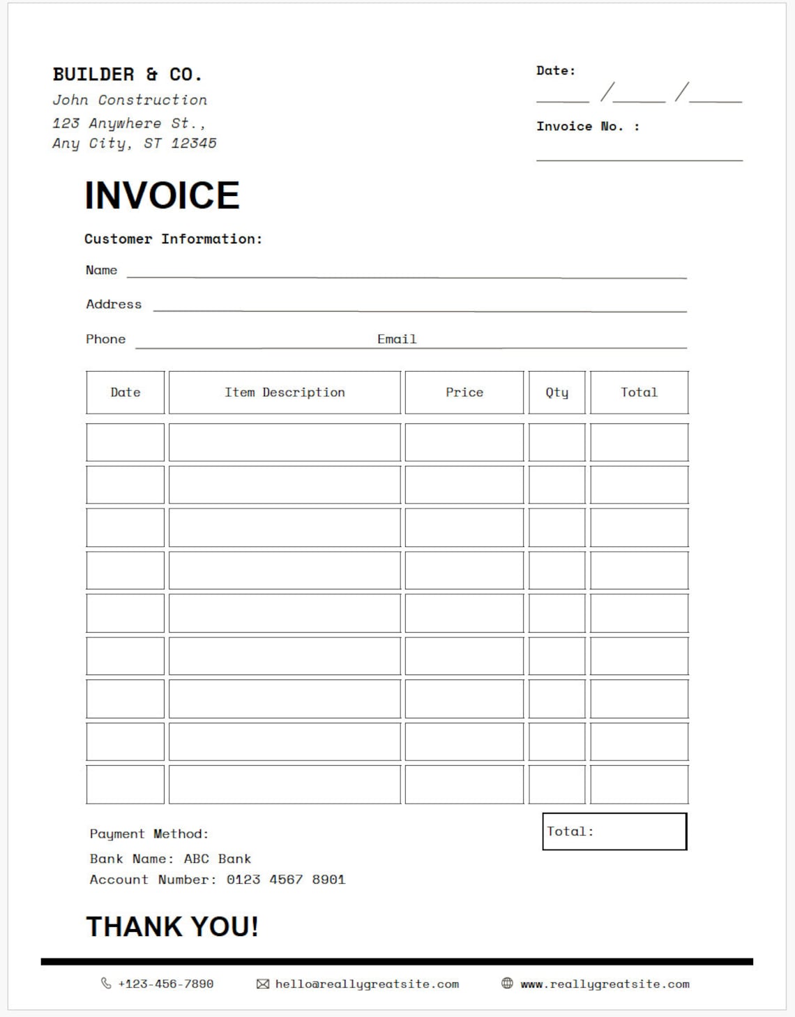 Editable Invoice Template: Printable Business Form | A4 - Etsy