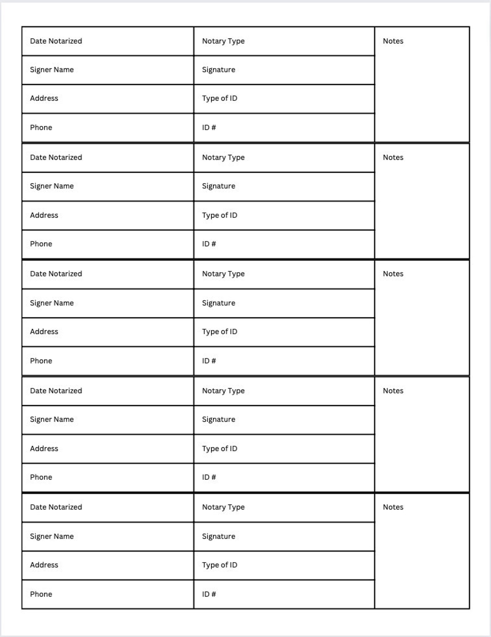 Editable Notary Logbook Journal: Printable A4 Notary Signing Form ...