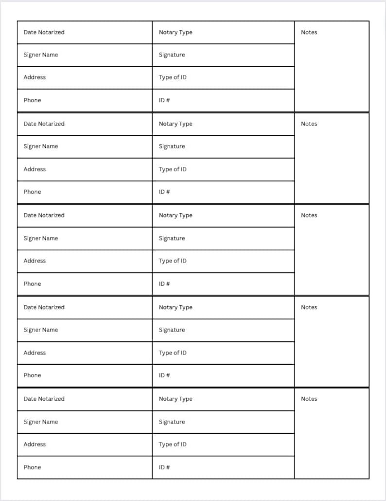 EASY!! Notary Logbook Journal | Notary Documents | Notary Signing Form ...