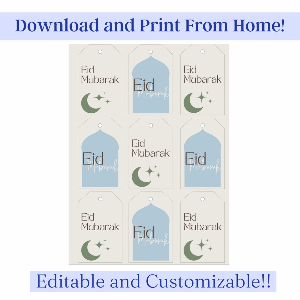 Simple Eid Gift Tags Instant Download | Eid Mubarak | Eid Al Fitr ...