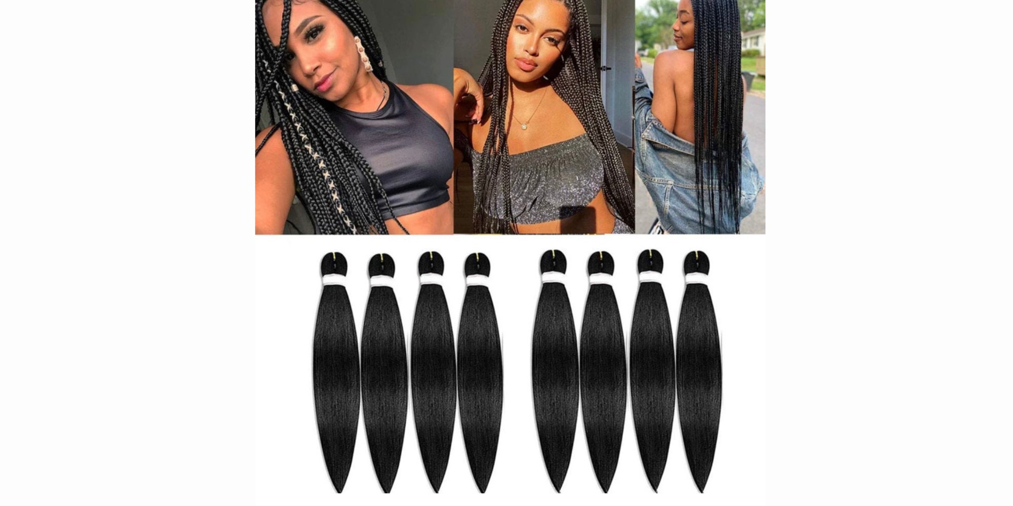 3X Pack 28" Pre-stretched Braiding Hair Easy Braid Itch Free ACV Rinsed ...