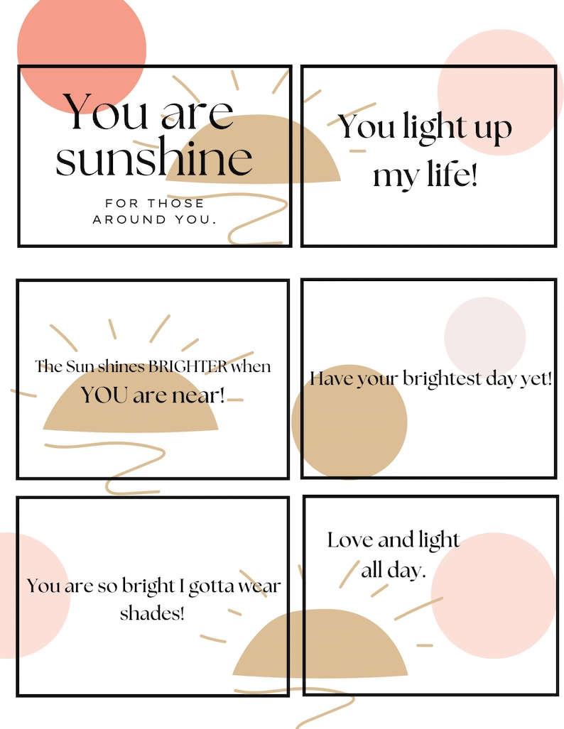 Sunshine Lunchbox Notes - DIGITAL DOWNLOAD - Etsy
