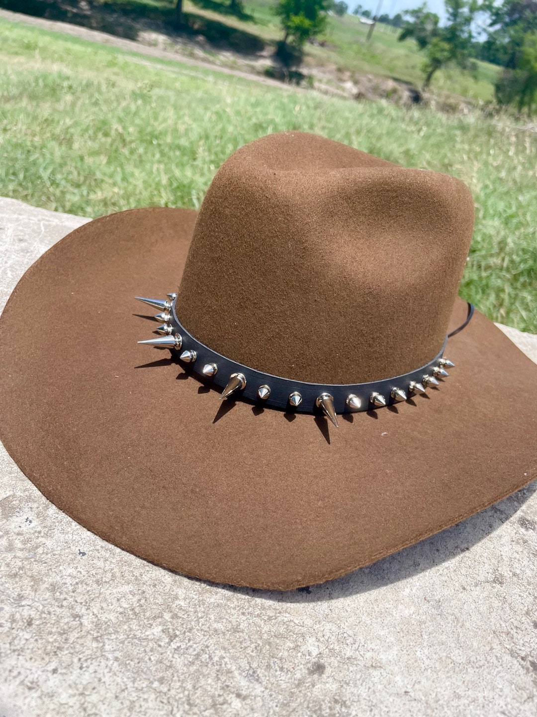 SPIKE BAND (silver or Gold) - Spiked Leather Hat Bands - Etsy