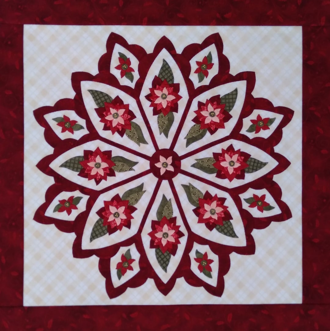 Poinsettia Star Applique Pattern (traditional and Folded Cutwork) - Etsy