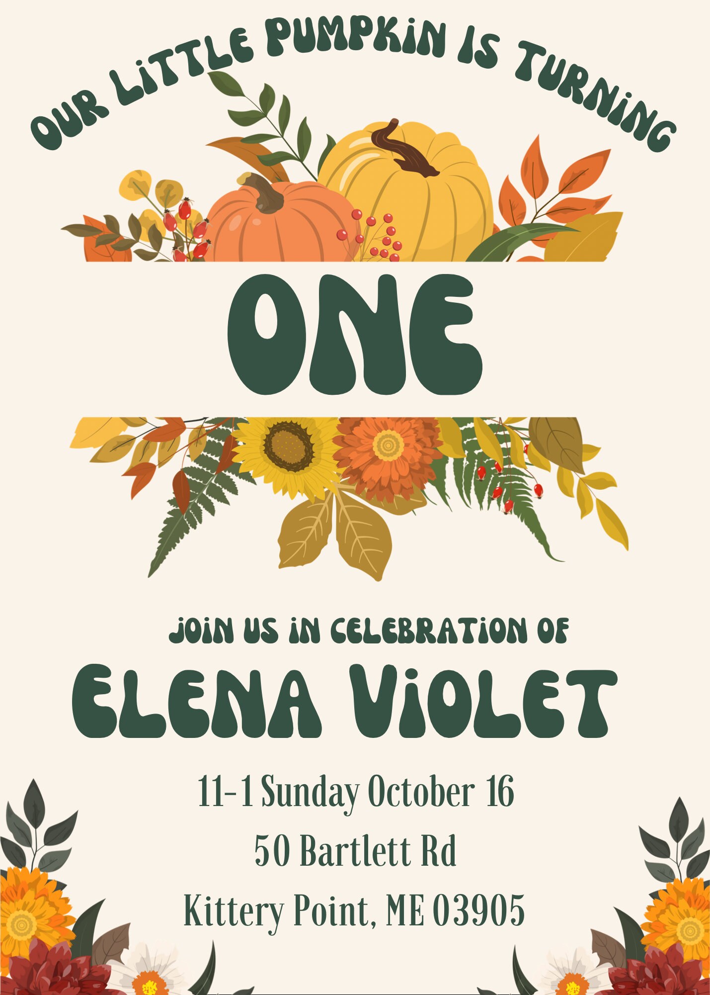 Fall Birthday Party Invitation for First Birthday - Etsy