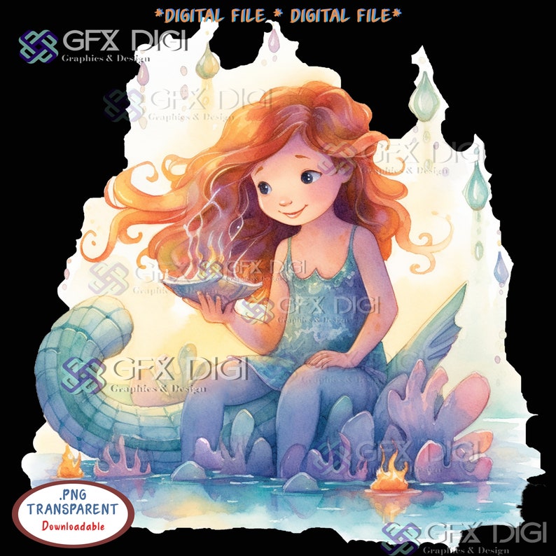MAGICAL SEAGIRL PNG - Digital Instant Downloadable Clipart for Kindle ...