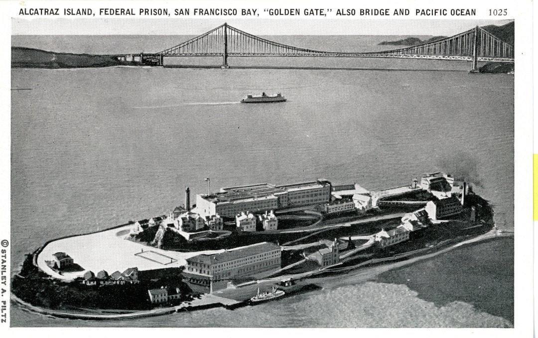 Vintage Black and White Postcard of Alcatraz Island Federal - Etsy