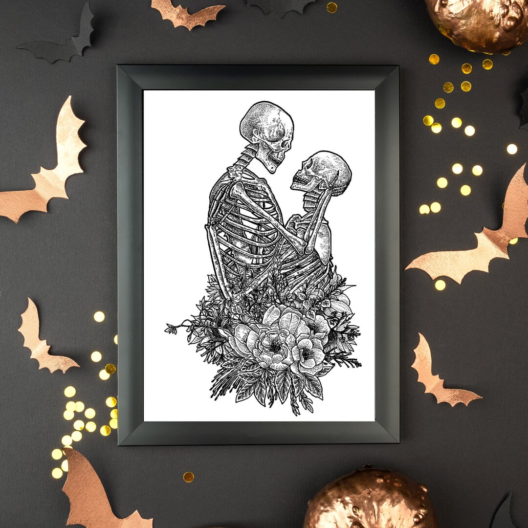 Skeleton Print Halloween Printable Wall Art Halloween Decor Halloween ...