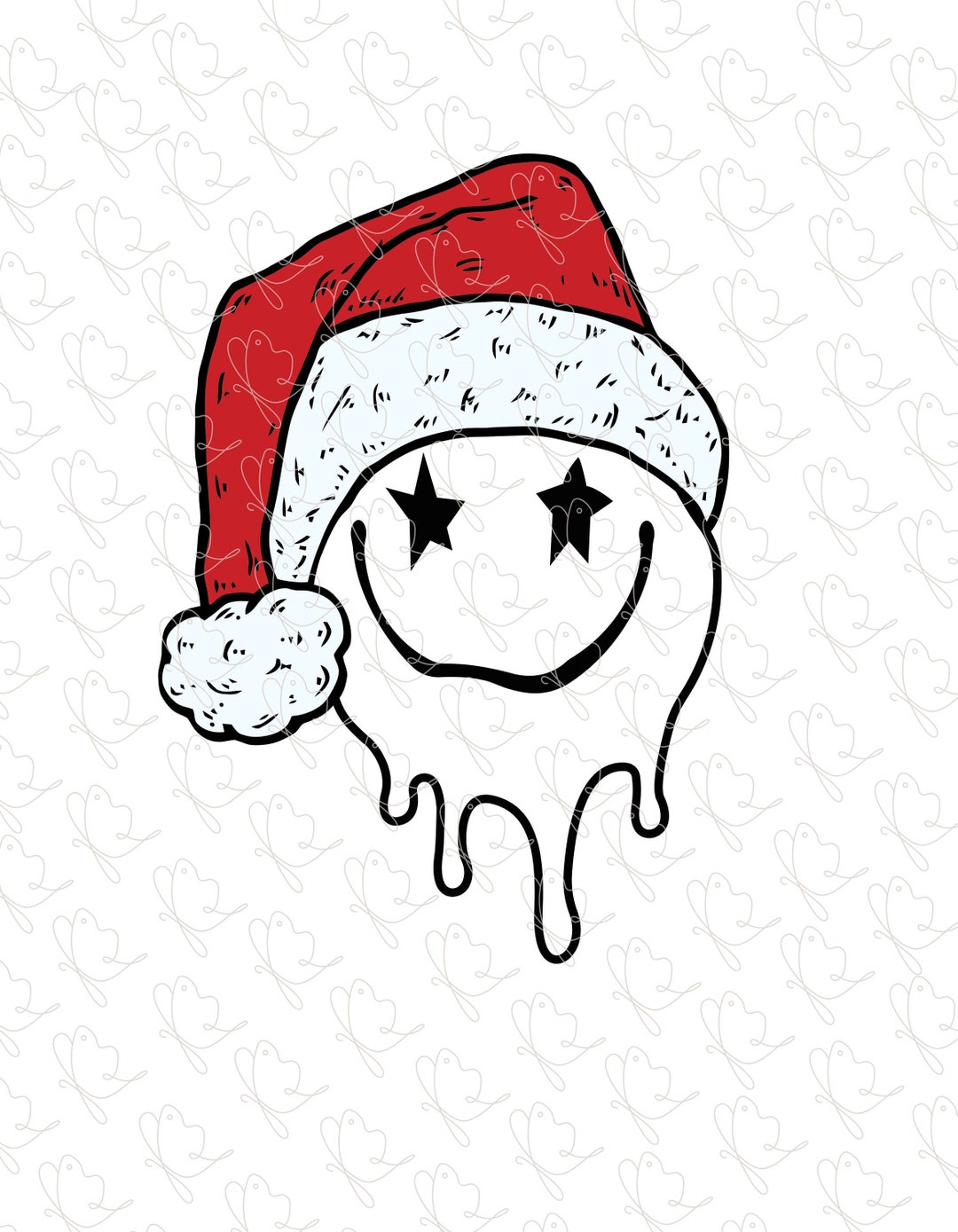 Drippy Smiley Santa PNG, Digital Download Design - Etsy