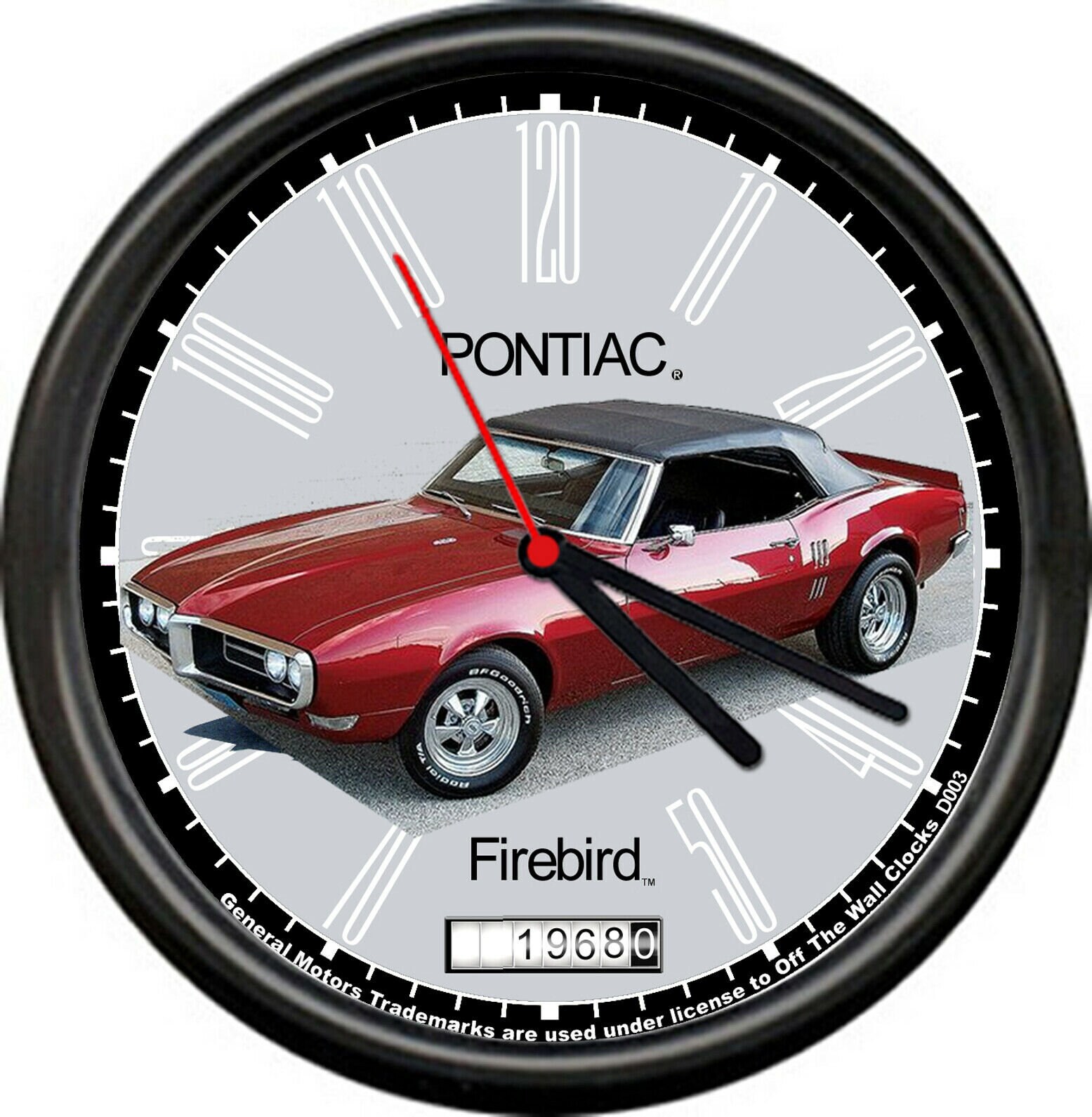 Licensed 1968 Pontiac Firebird Retro Vintage General Motors Wall Clock ...
