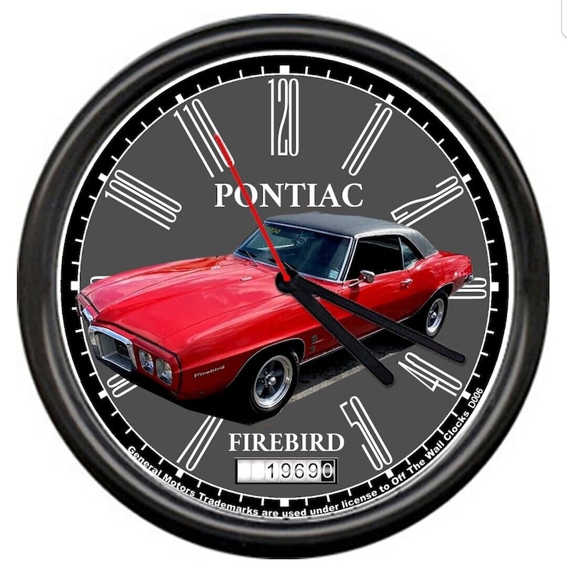 Licensed 1969 Pontiac Firebird Retro Vintage General Motors Wall Clock ...