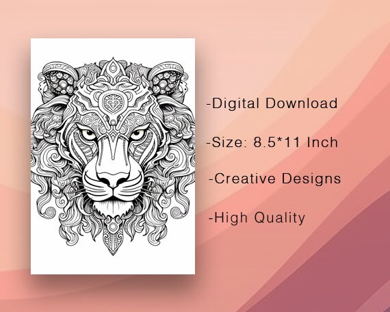 25 Tiger Stress Relief Coloring Book Ai Generated Stress Relief ...