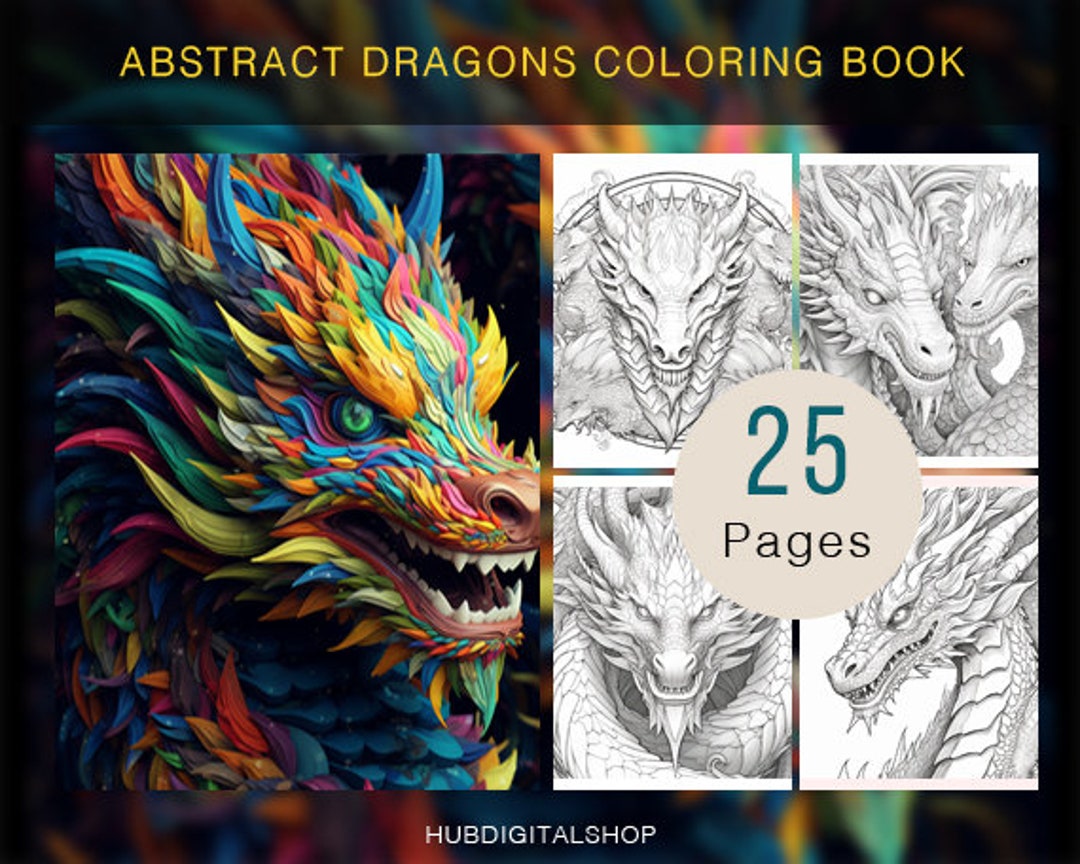 25 Dragon Stress Relief Coloring Book | Printable PDF | Printable ...