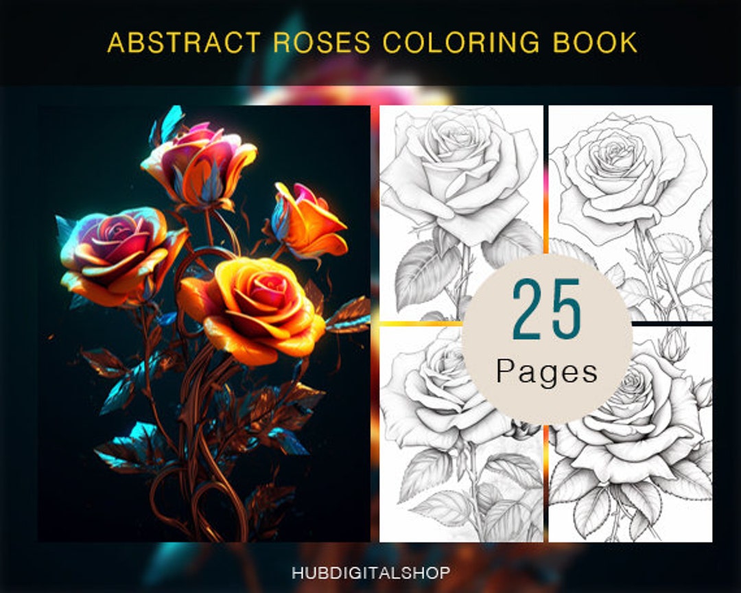 25 Roses Stress Relief Coloring Book for Adults | Printable PDF ...