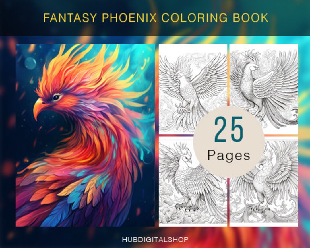 25 Phoenix Stress Relief Coloring Book | Printable PDF | Printable ...
