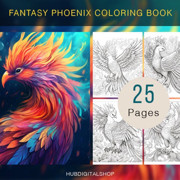 Phoenix Coloring Book - Etsy
