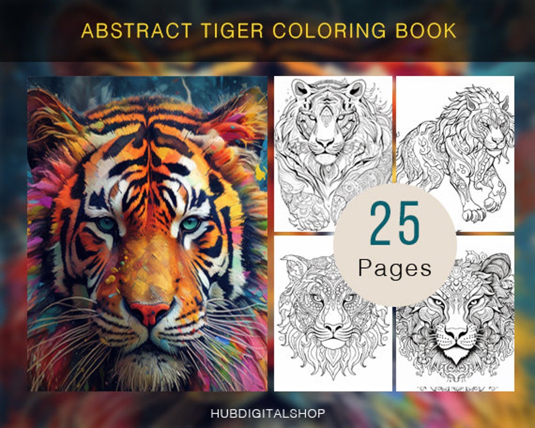 25 Tiger Stress Relief Coloring Book | Ai Generated | Stress Relief ...