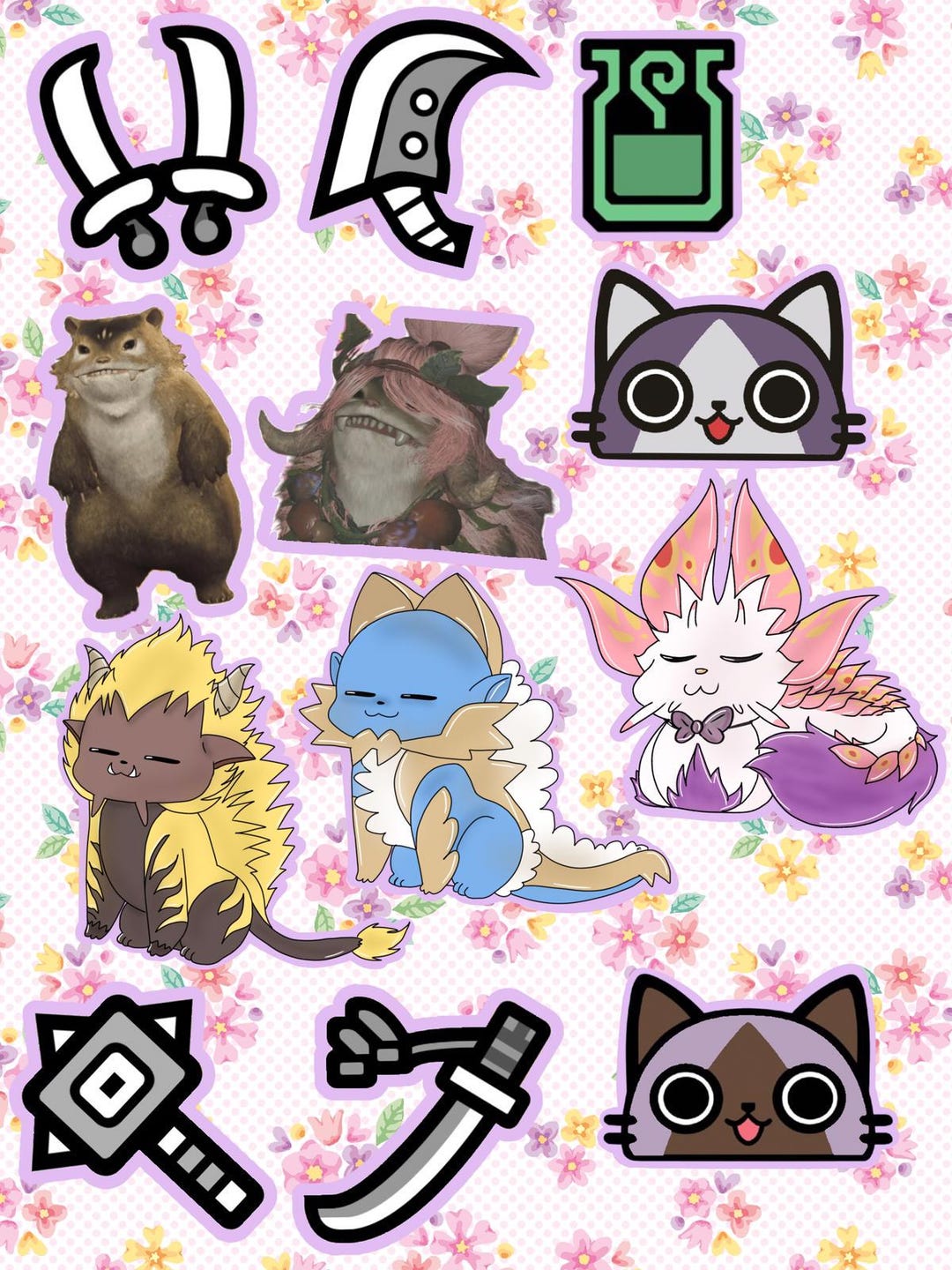Kawaii Monster Hunters Sticker Sheet Buy 1 Get 1 FREE - Etsy