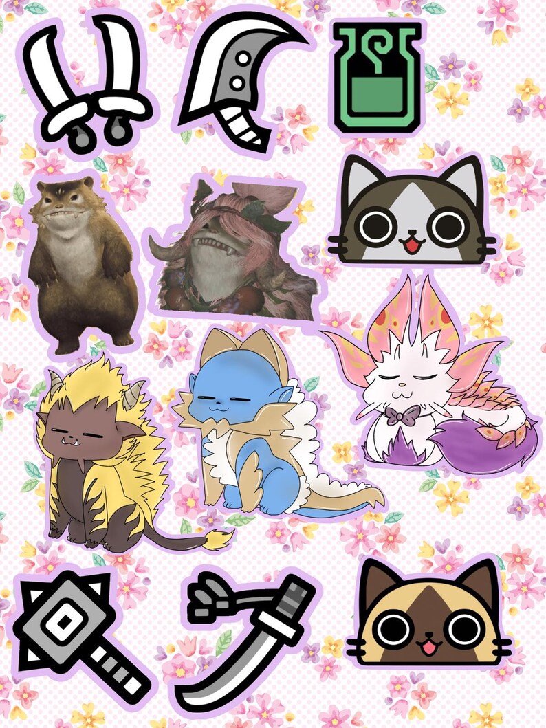 Kawaii Monster Hunters Sticker Sheet Buy 1 Get 1 FREE - Etsy