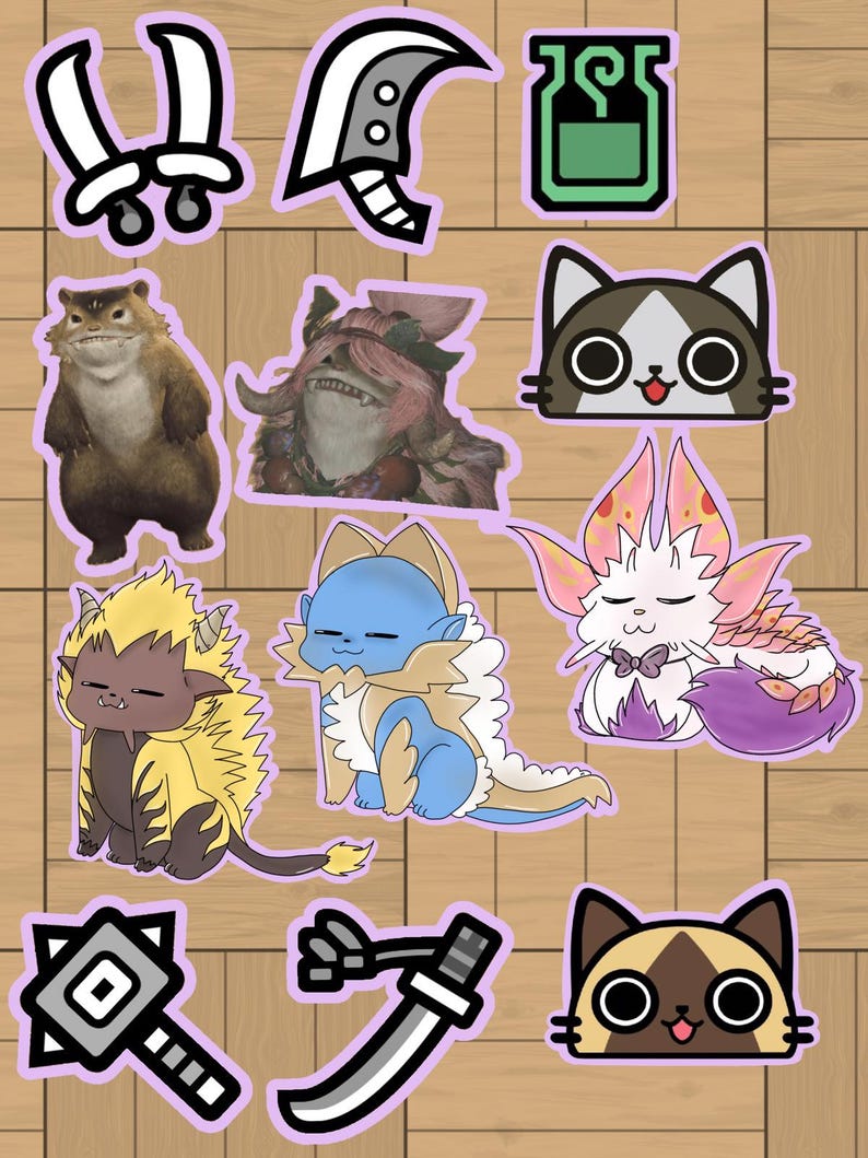 Kawaii Monster Hunters Sticker Sheet Buy 1 Get 1 FREE - Etsy