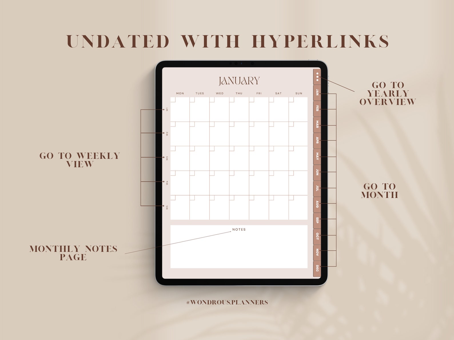 Terracotta Digital Planner, Undated, Goodnotes Planner, Notability ...