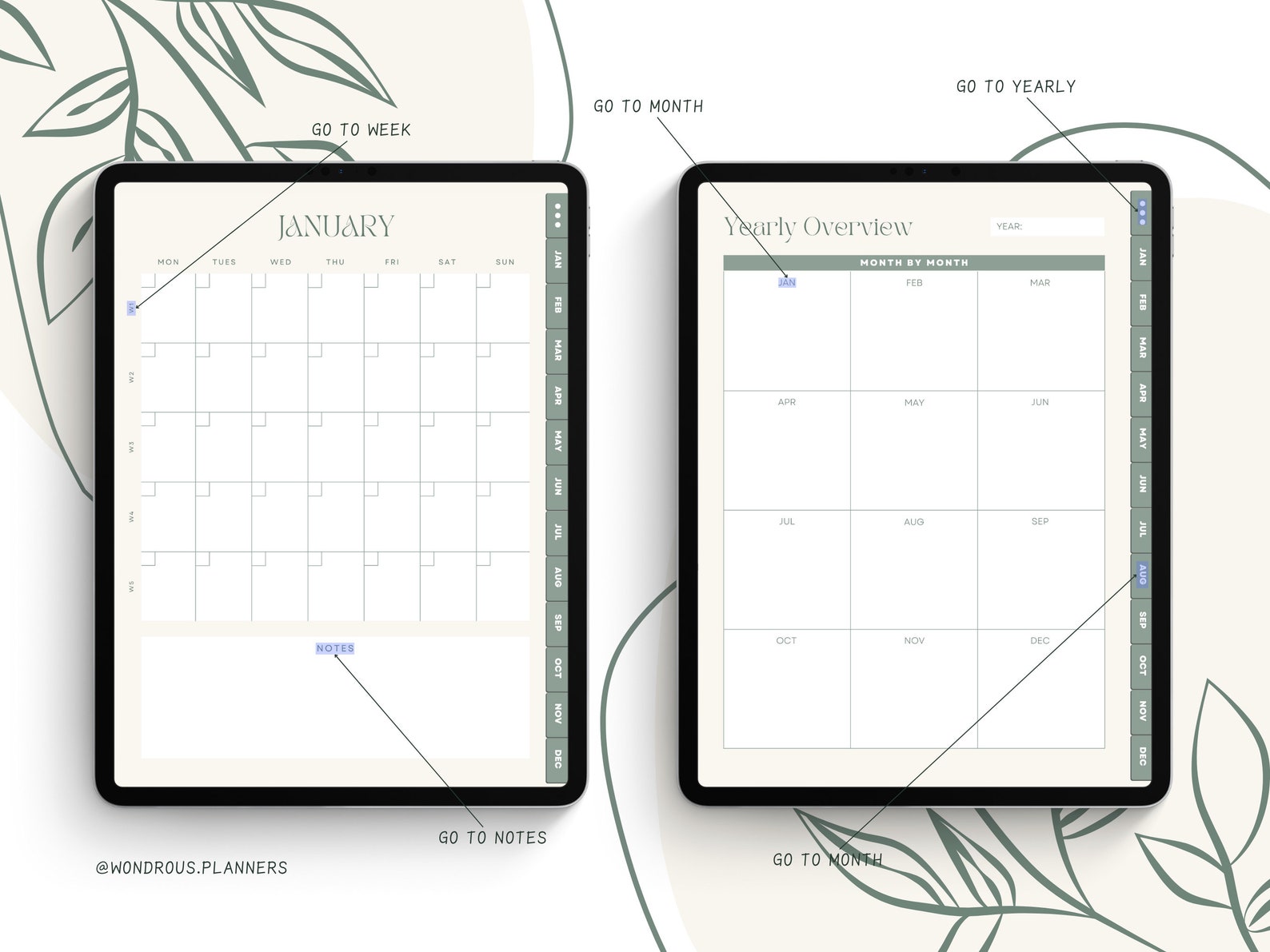 Sage Green Digital Planner, Undated, Goodnotes Planner, Notability ...
