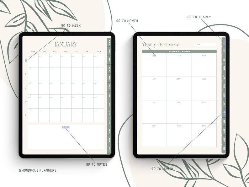 Sage Green Digital Planner, Undated, Goodnotes Planner, Notability ...