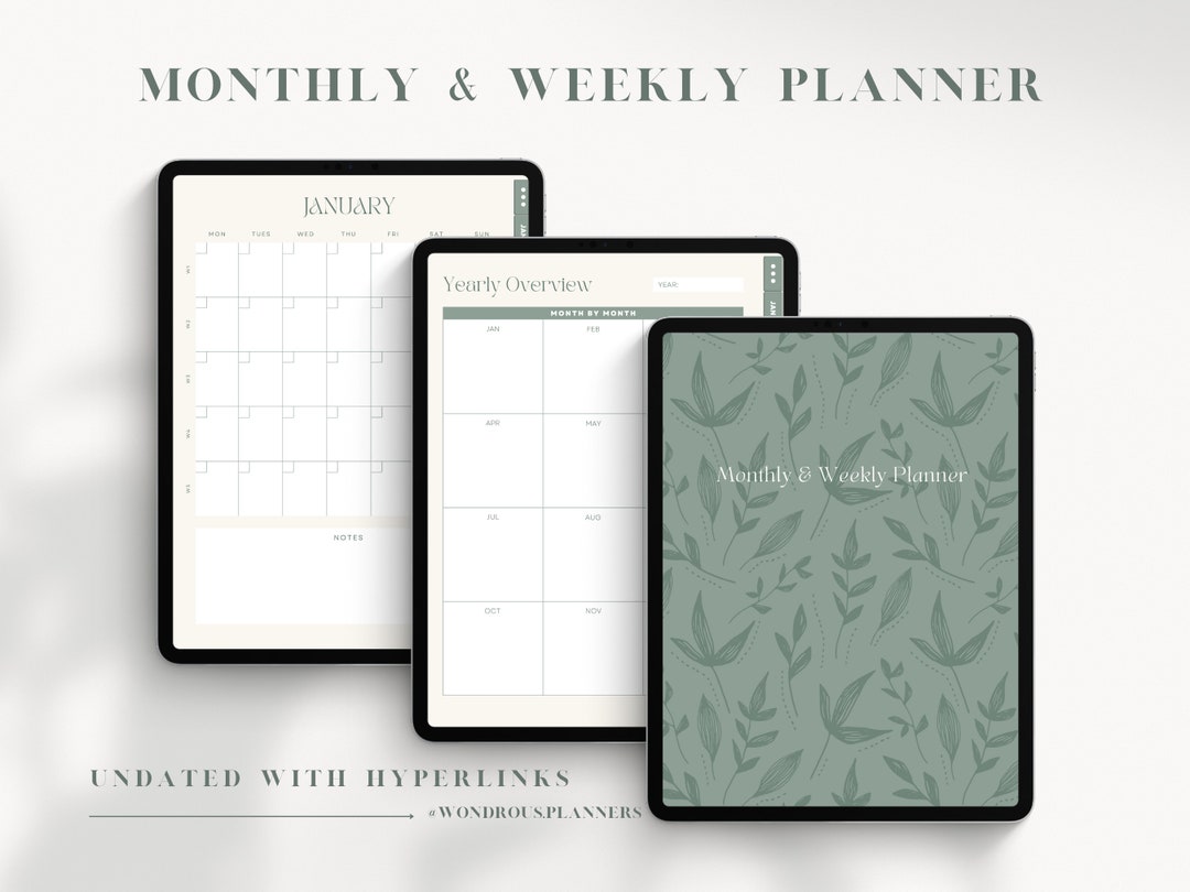 Sage Green Digital Planner Undated Goodnotes Planner - Etsy